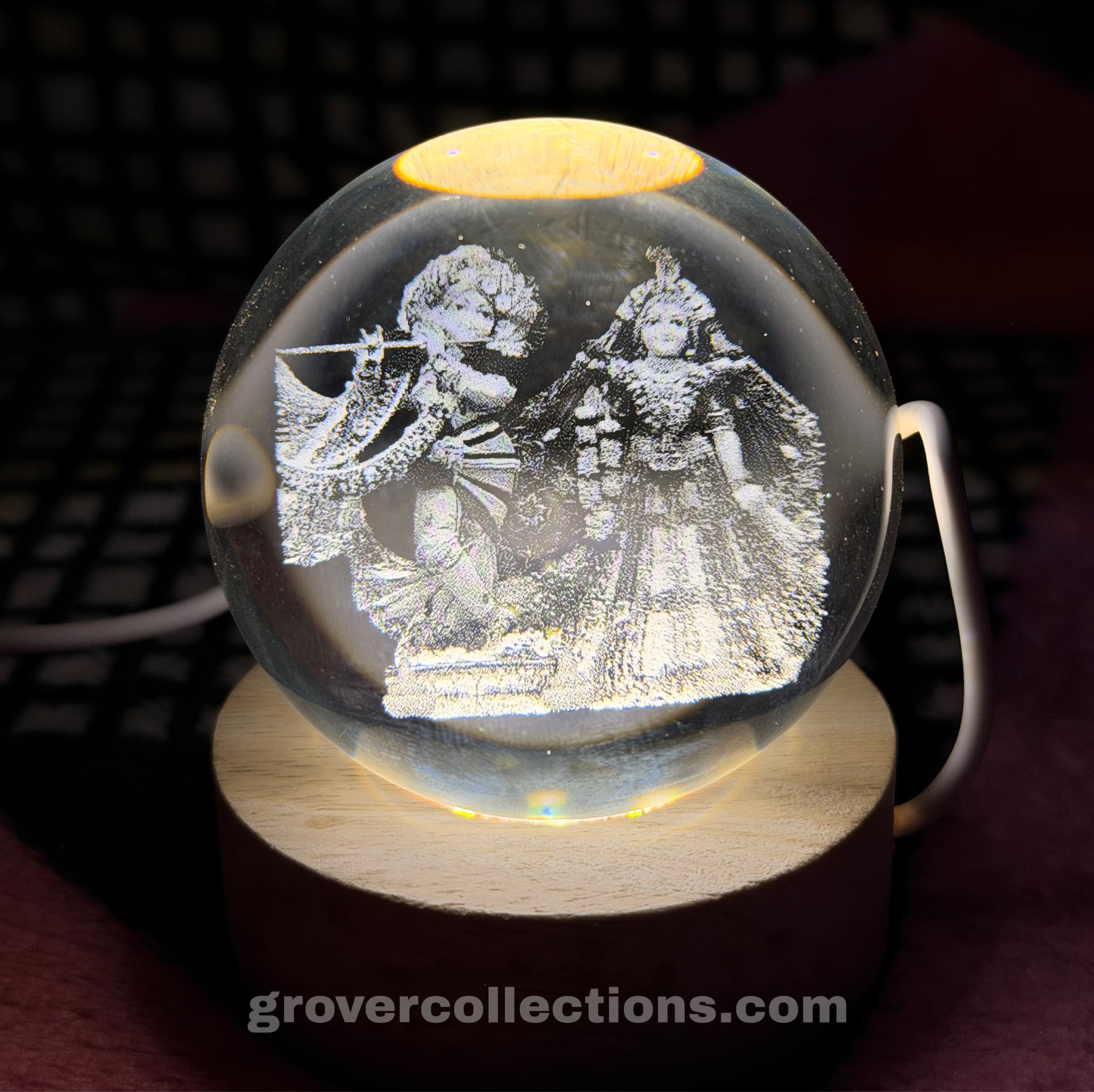 Radha Krishna 3D Crystal Ball – Grover Collections