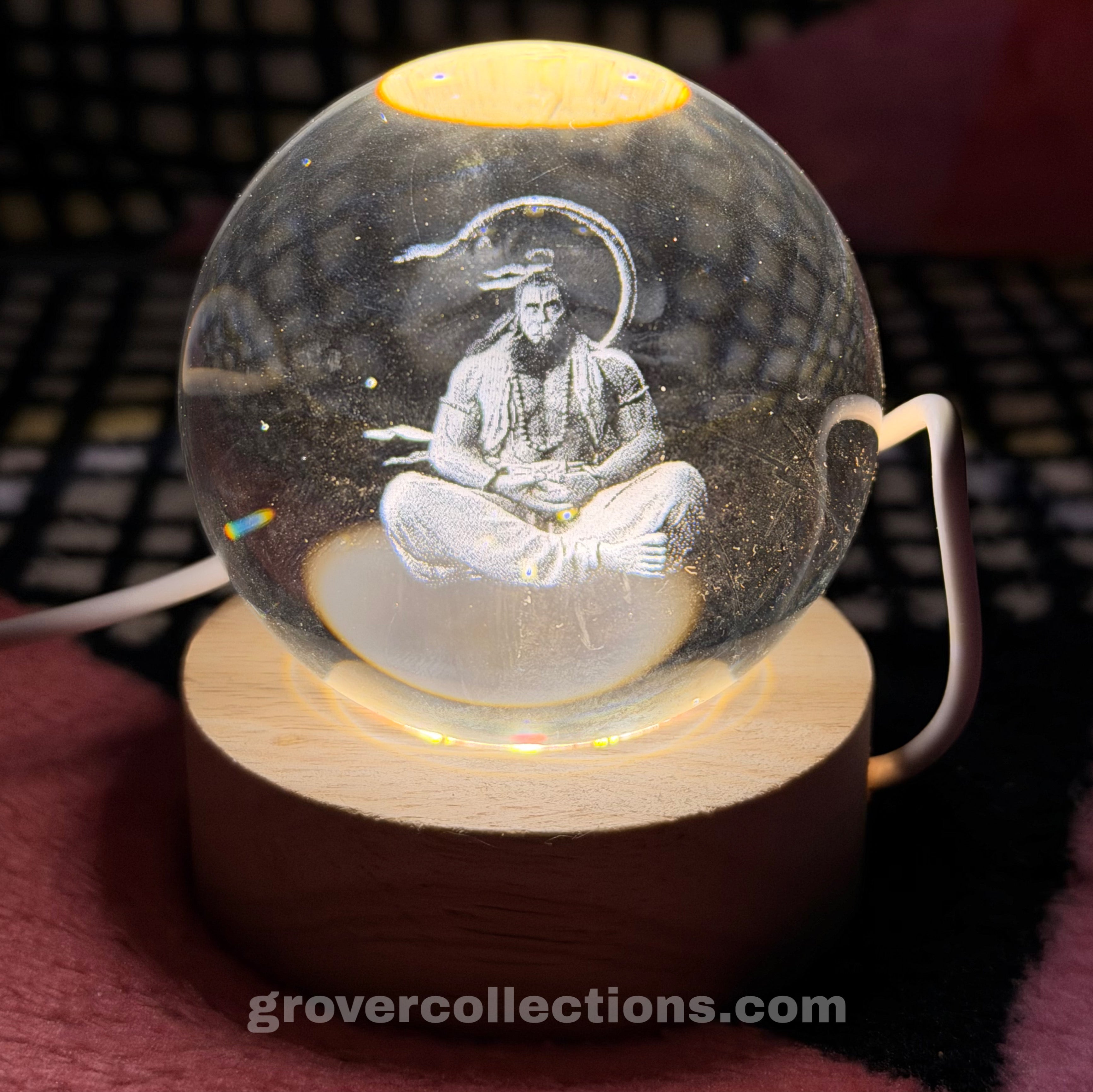 Hanuman Ji 3D Crystal Ball – Grover Collections